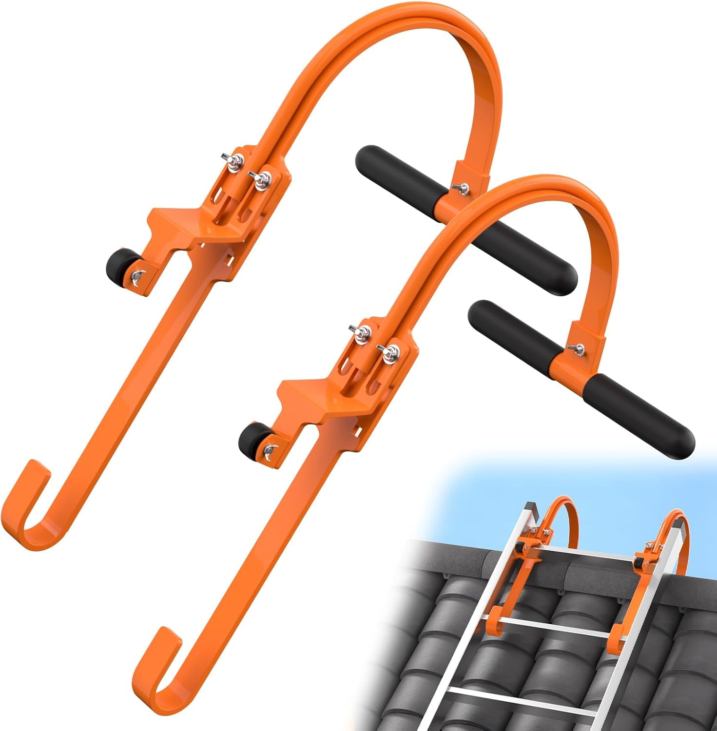 2 Pack Ladder Hooks for Roof Ridge with Wheel,Heavy Duty Ladder Roof ...