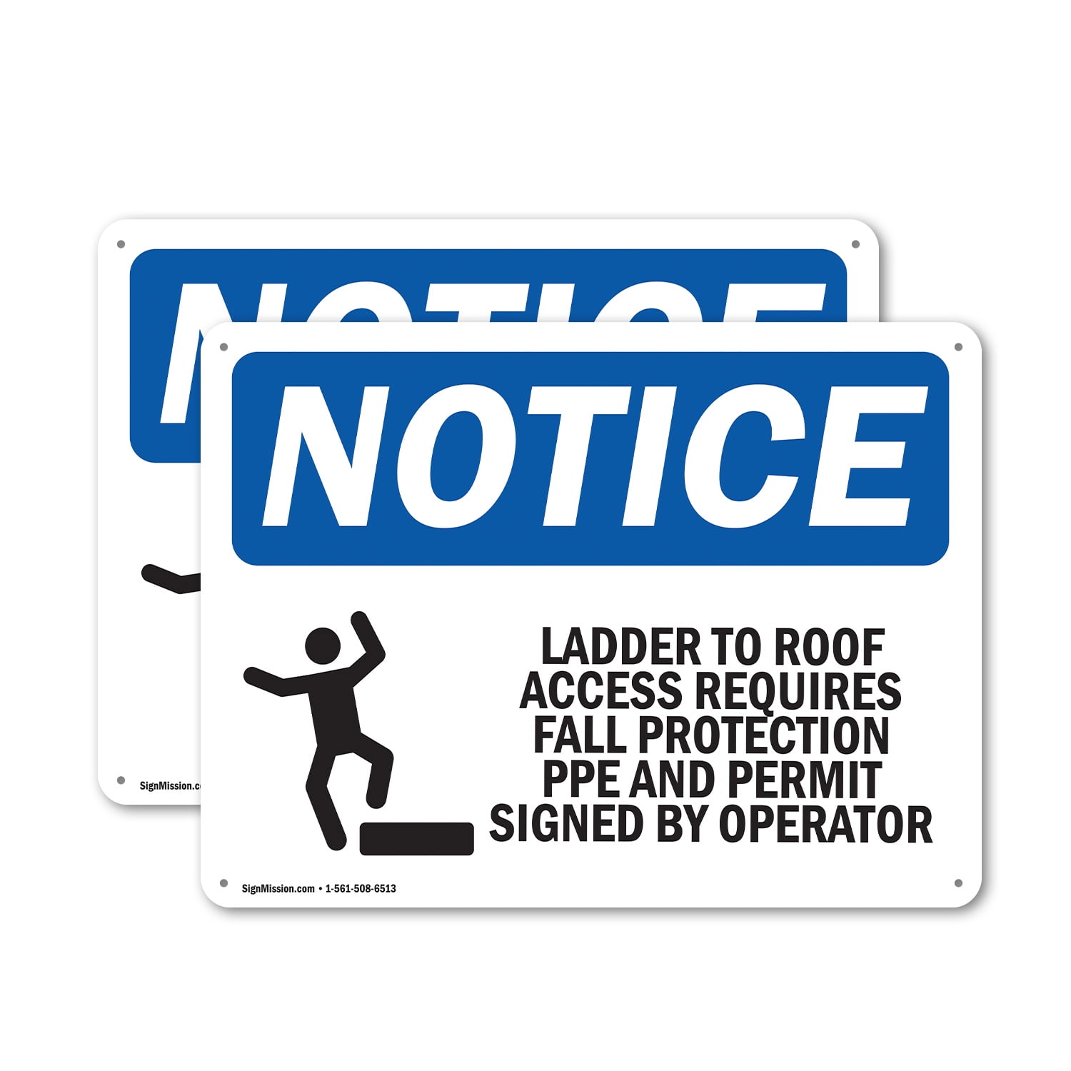 (2 Pack) Ladder To Roof Access Requires OSHA Notice Sign 18 Inch X 12 ...