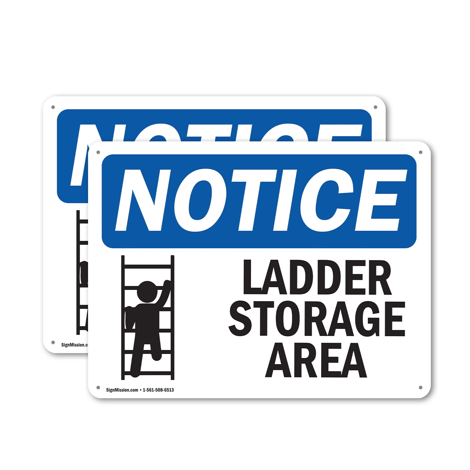 (2 Pack) Ladder Storage Area OSHA Notice Sign 24 Inch X 18 Inch Plastic ...