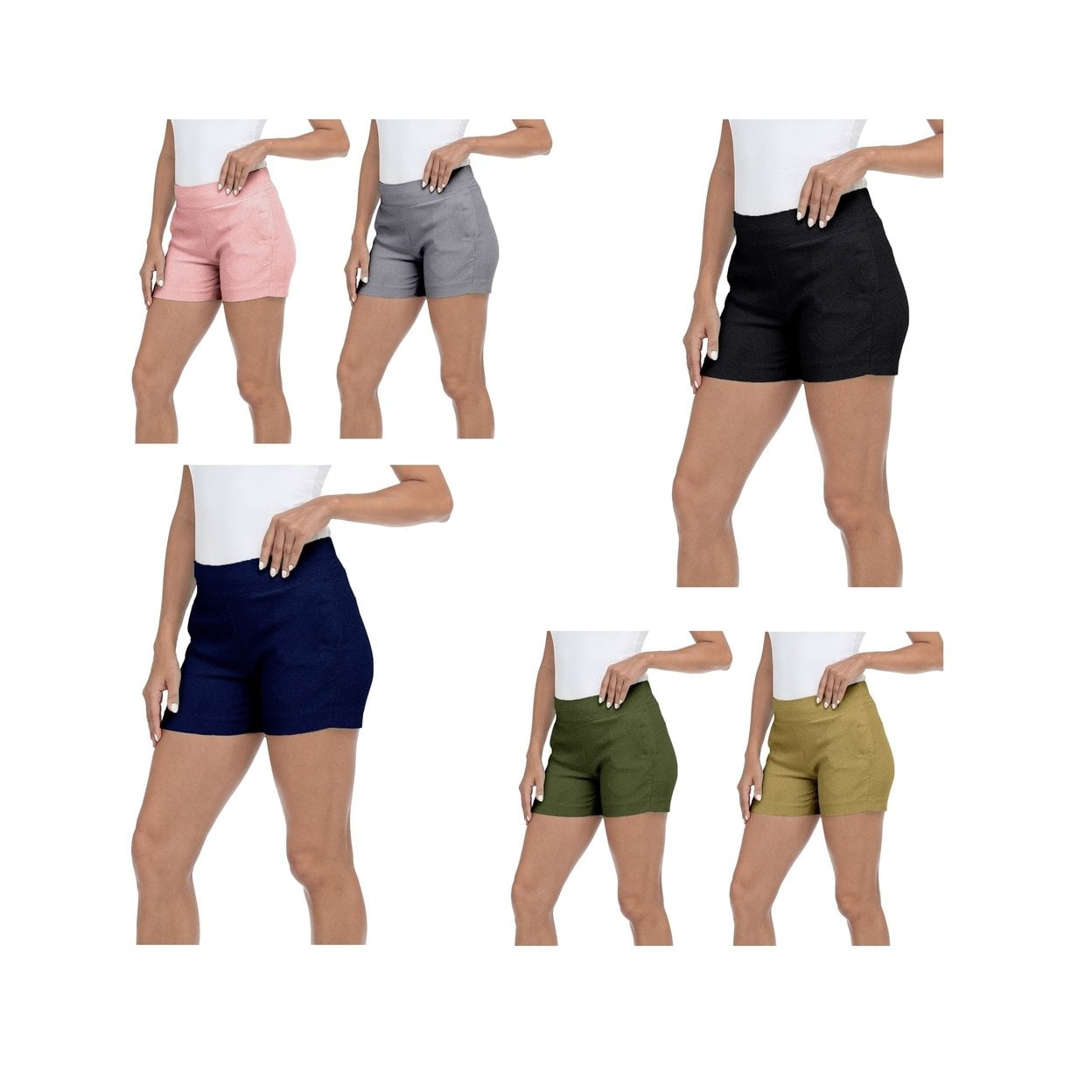 2-Pack Ladies Solid Ultra Soft Stretch Pull On Comfy Summer Active ...
