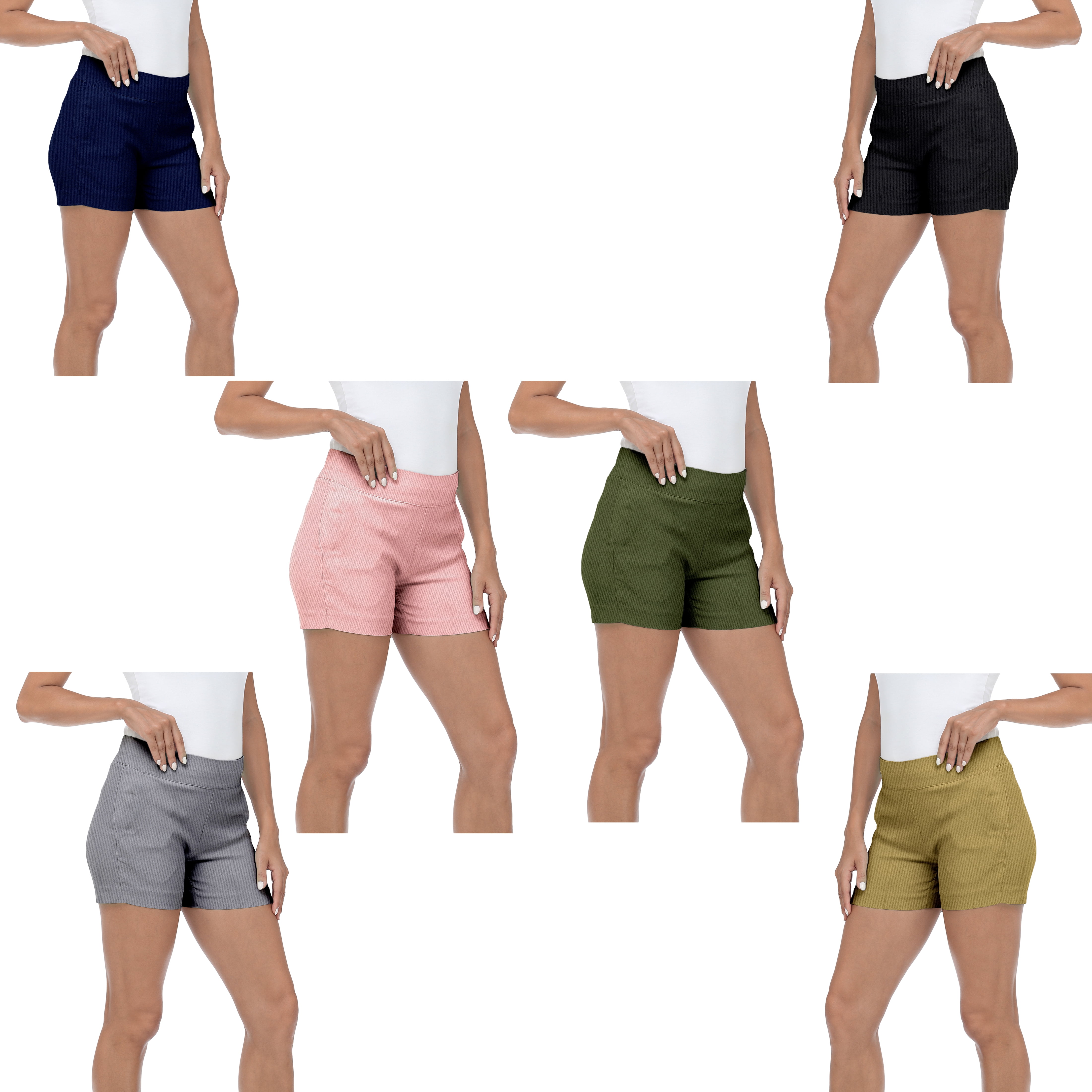 2-Pack Ladies Solid Ultra Soft Stretch Pull On Comfy Summer Active ...