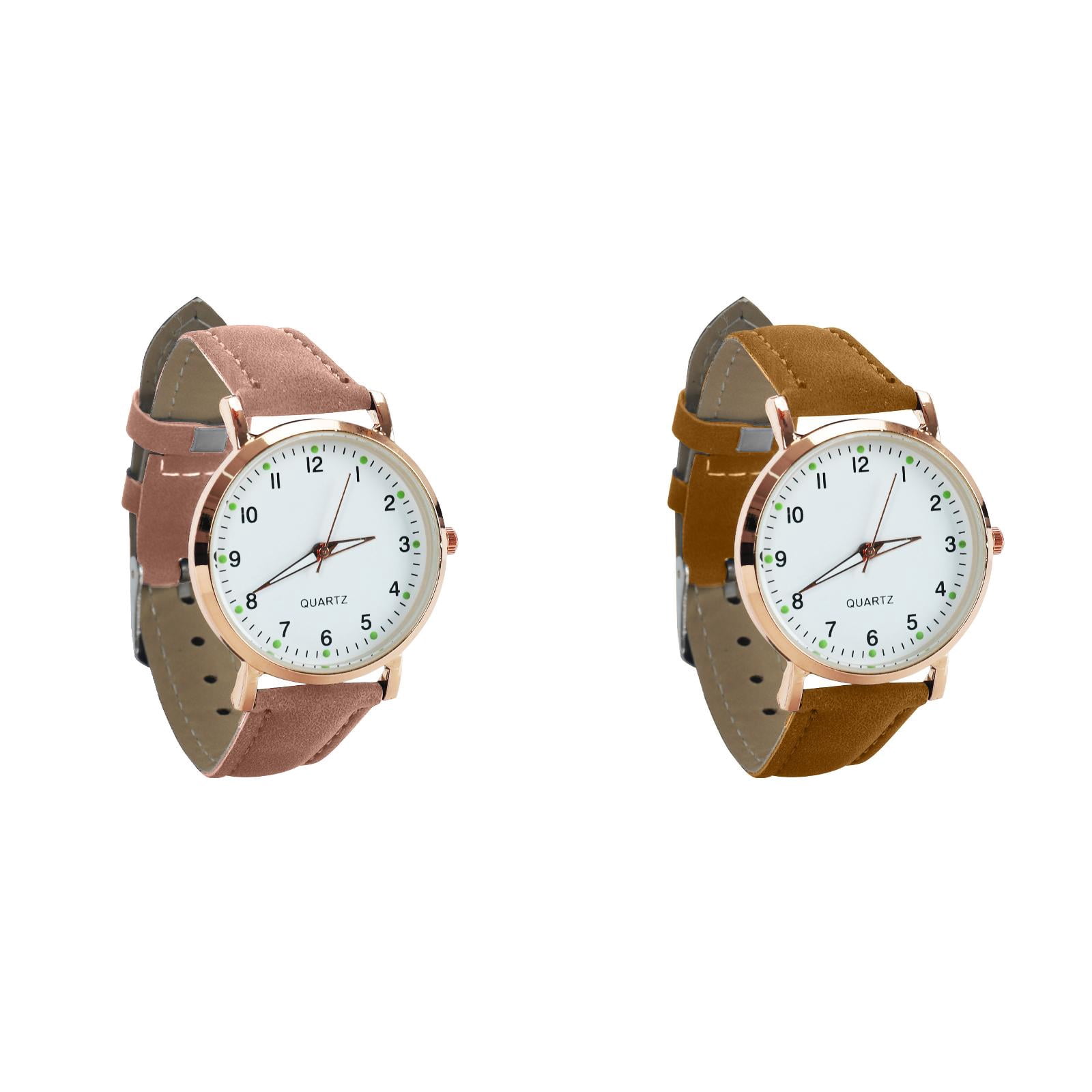 2-Pack,Ladies -Studded Luminous Retro Female Watch Belt Quartz Watch ...
