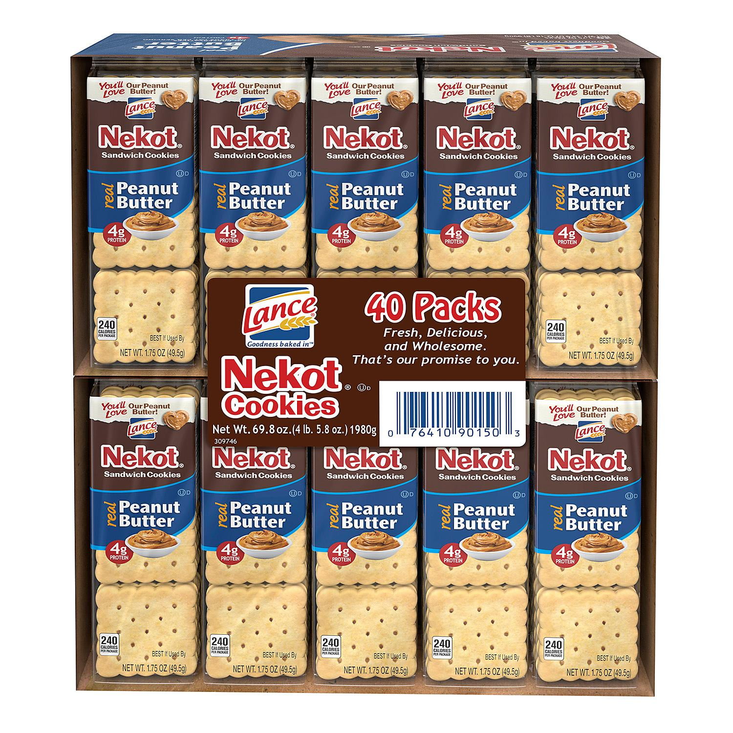 2 Pack | Lance Nekot Cookies, Peanut Butter, 1.75 oz, 40 ct - Walmart.com