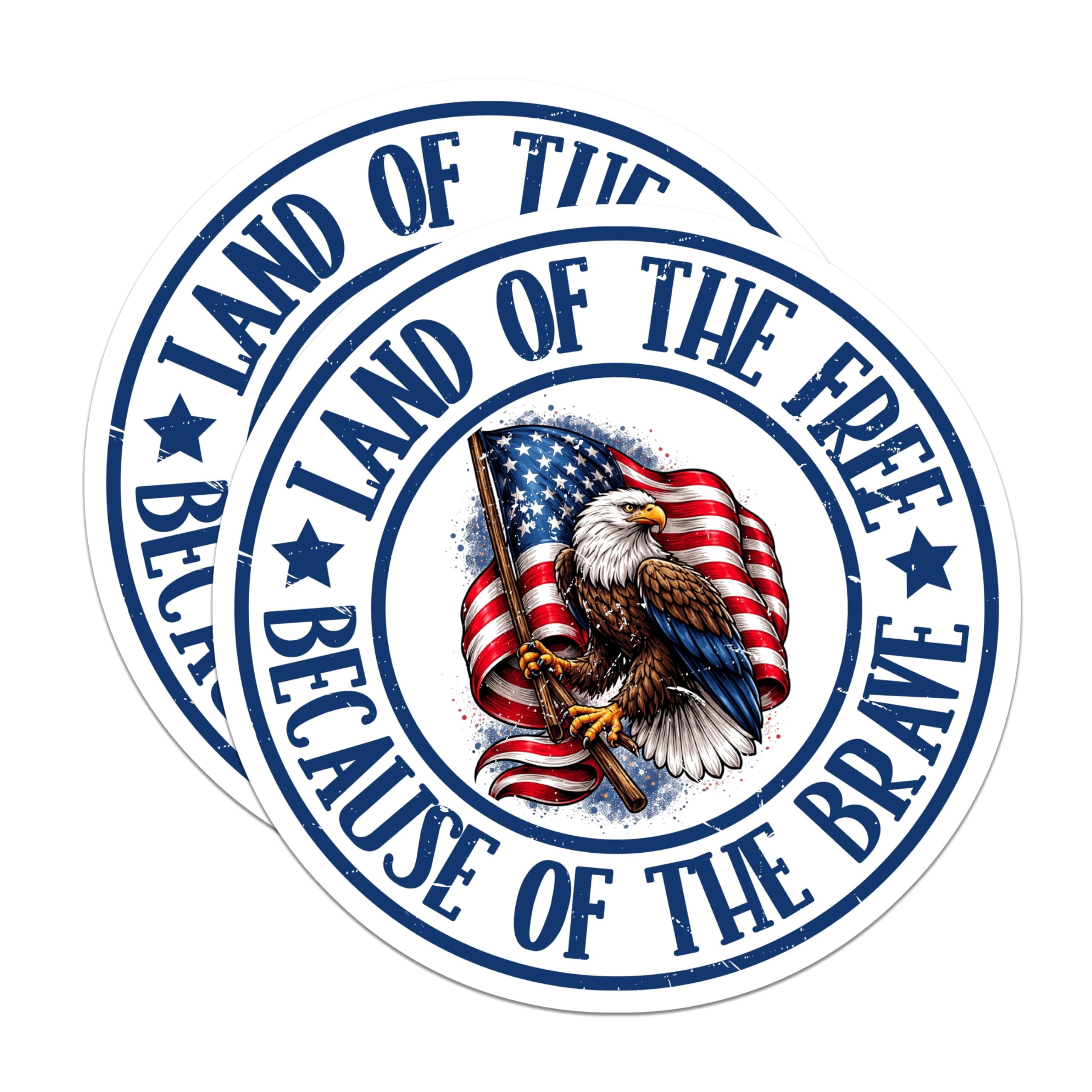 (2 Pack) Land of The Free Stickers - Because of The Brave - Patriotic ...