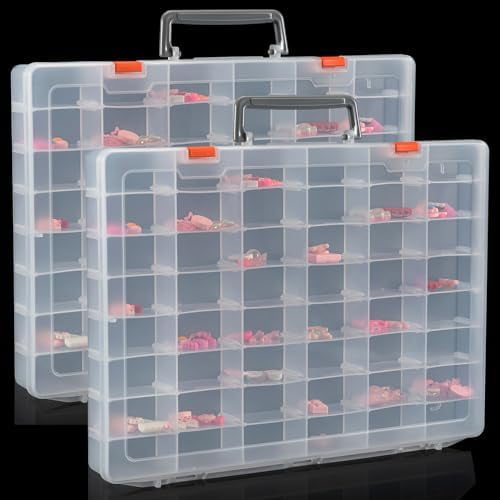 2 Pack Large 48 Grids Clear Plastic Organizer Boxes with Adjustable ...