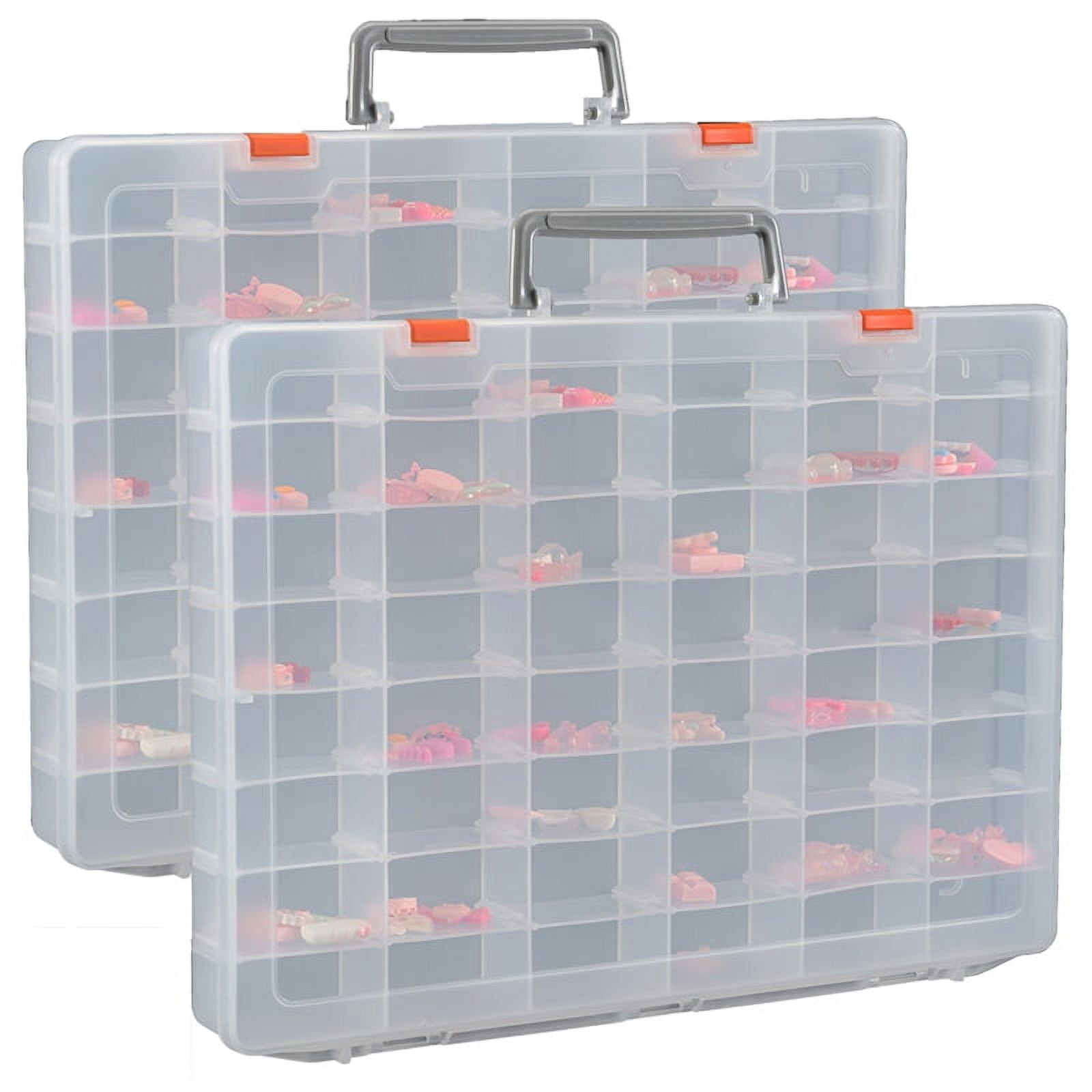 2 Pack Large 48 Grids Clear Plastic Organizer Boxes with Adjustable ...
