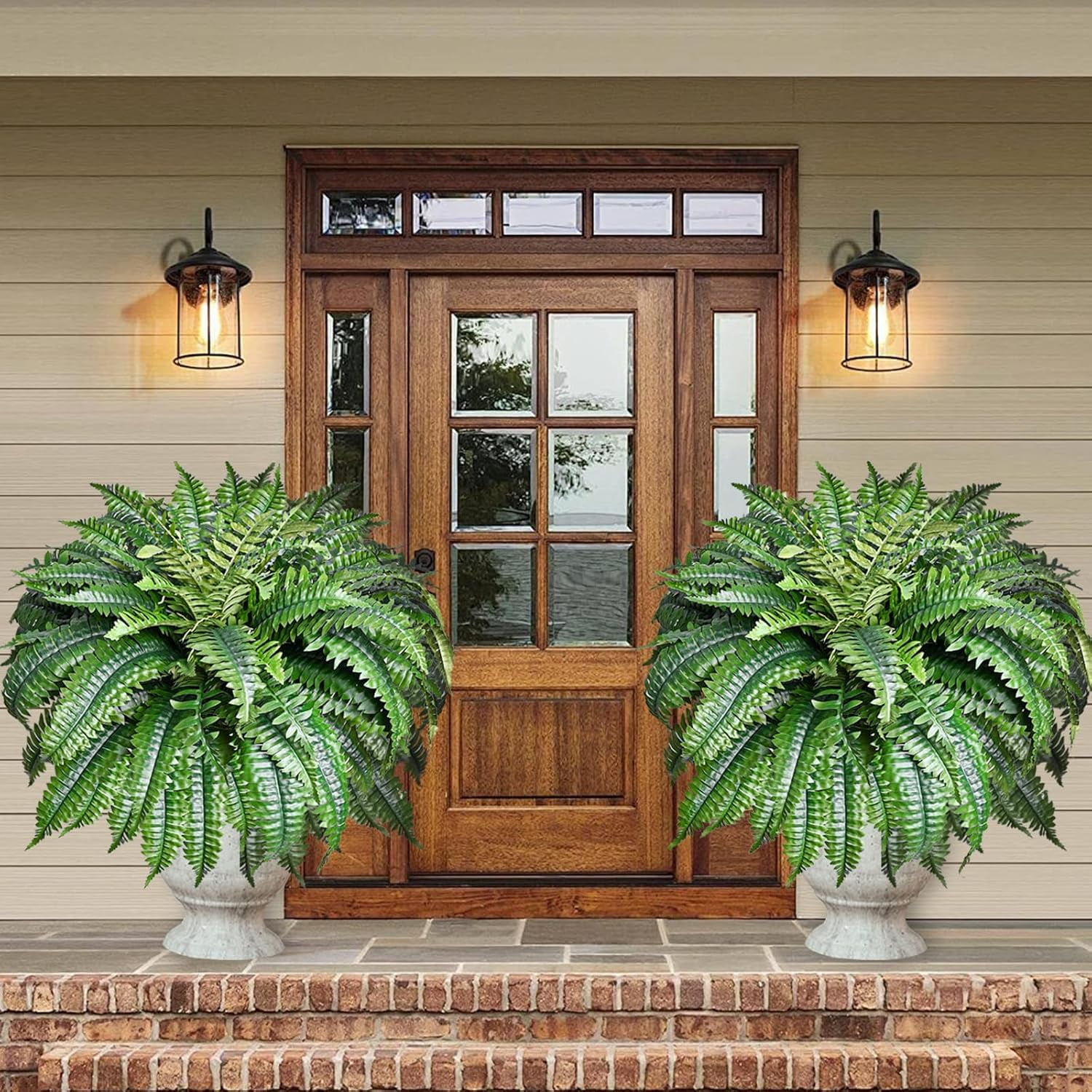 2 Pack Large 88 Leaves Artificial Ferns for Outdoors Look Real, Fake ...