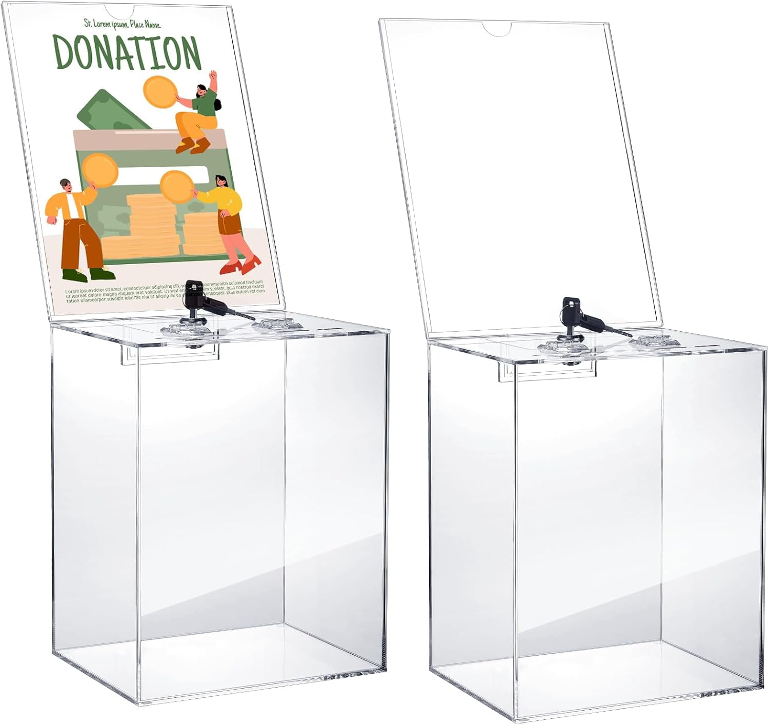 2 Pack Large Acrylic Donation Box, Suggestion Box, Ticket Container ...