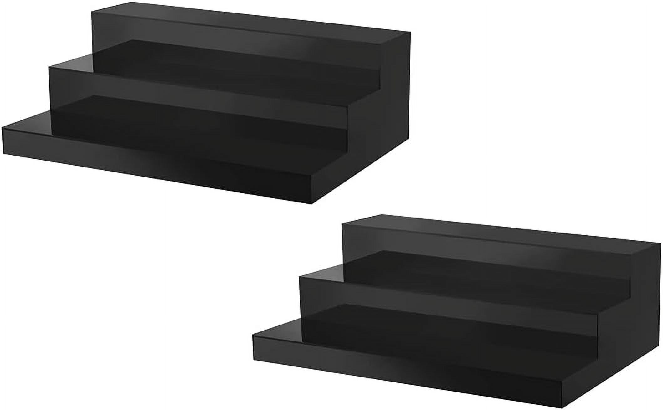 2 Pack Large Acrylic Wine Liquor Bottle Rack 20x12.5x6.5in 3 Tier Black ...