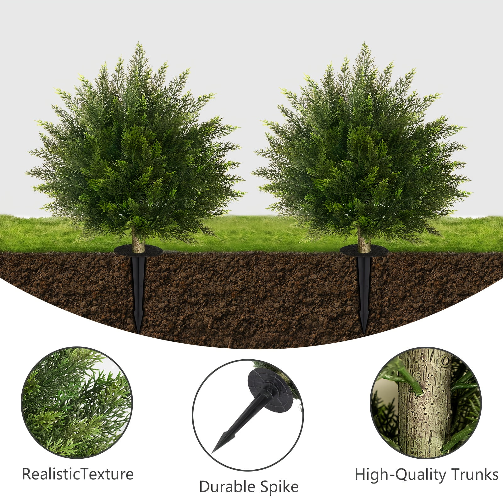 2 Pack Large Artificial Faux Cedar Cypress Topiaries Shrub Ball Trees ...