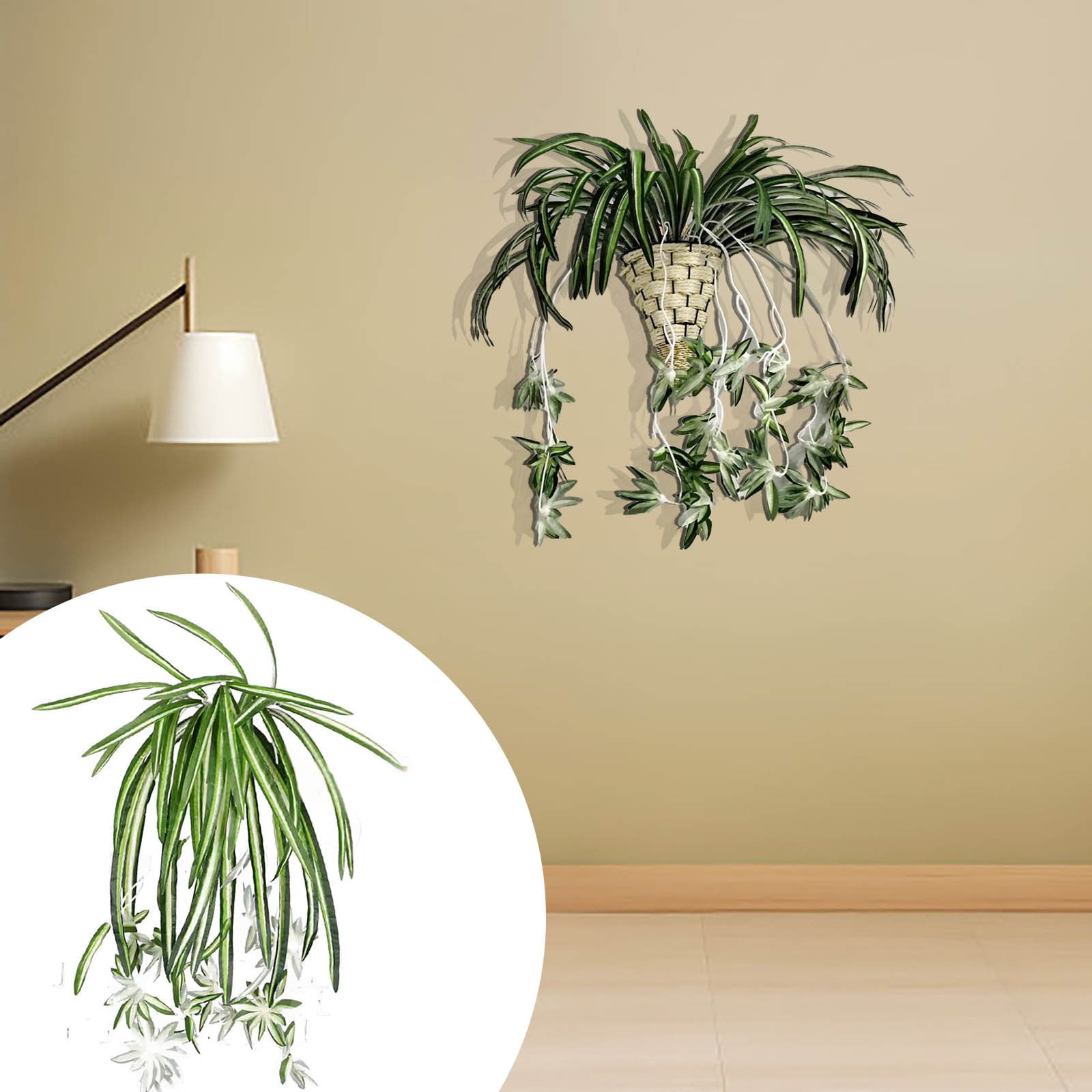 2-Pack Large Artificial Hanging Plants 23.6 Inch Silk Chlorophytum ...