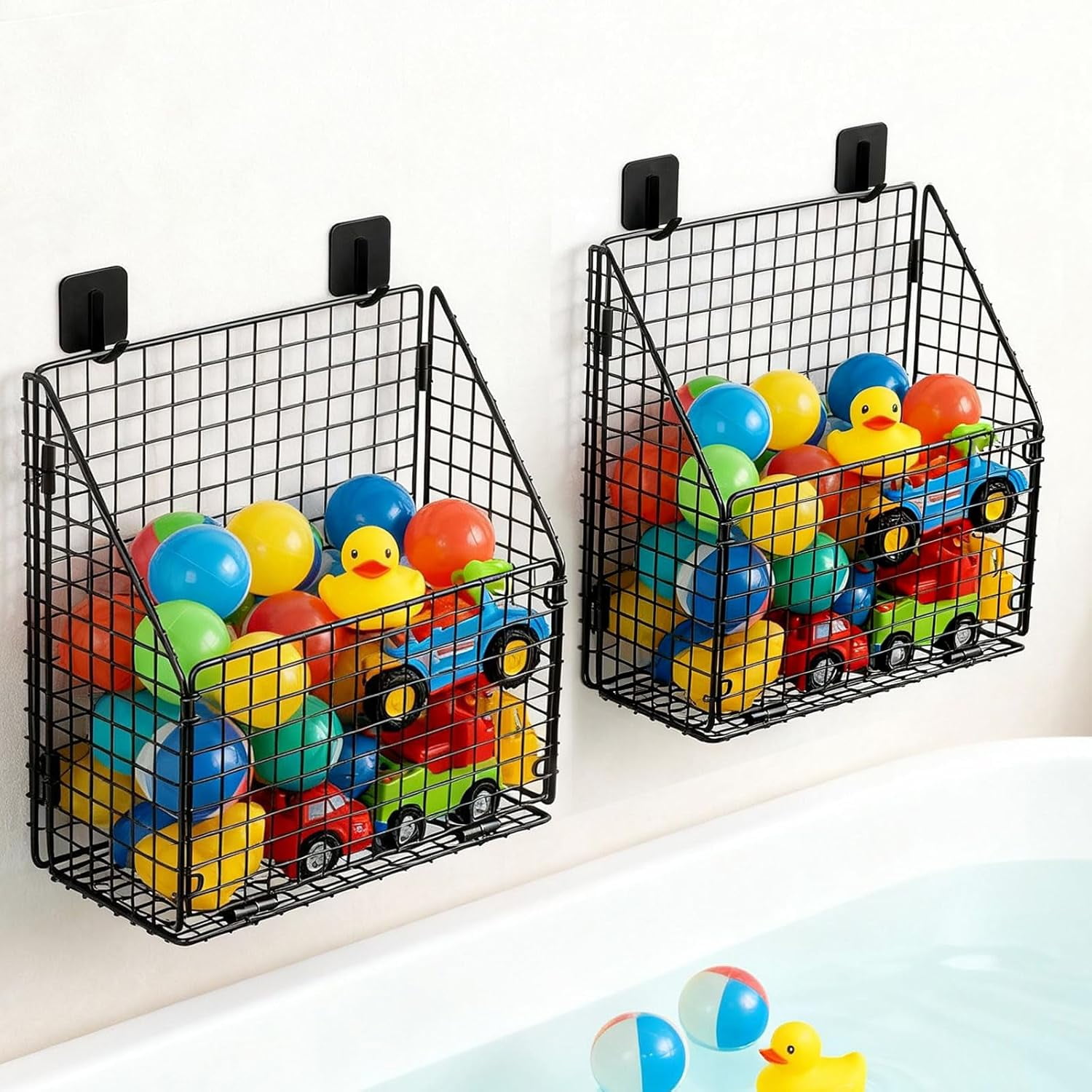 2 Pack Large Bath Toy Storage, Metal Bathtub Shower Toy Holder ...