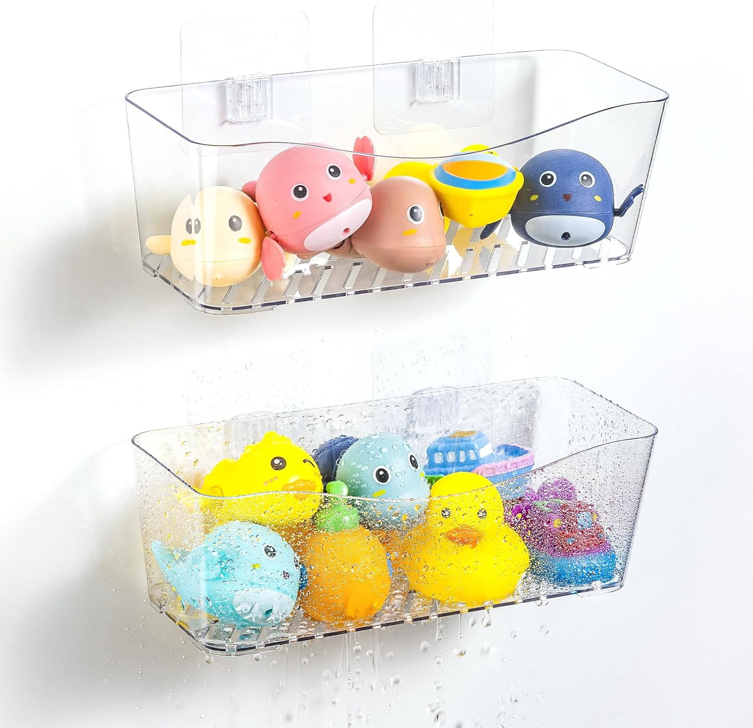 2 Pack Large Bath Toy Storage Organizer, Clear Bath Toy Holder for ...