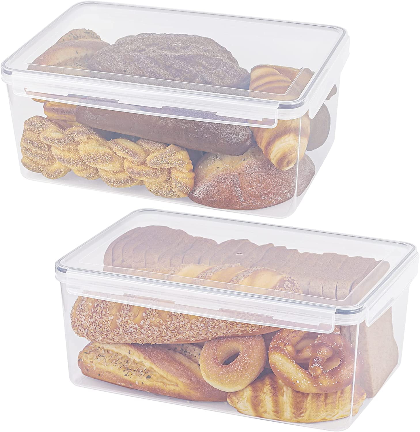 2 Pack Large Bread Box for Kitchen Countertop, Airtight Bread Storage ...