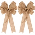 2 Pack Large Burlap Jute Hemp Rope Bows for Wreaths Rustic Farmhouse ...