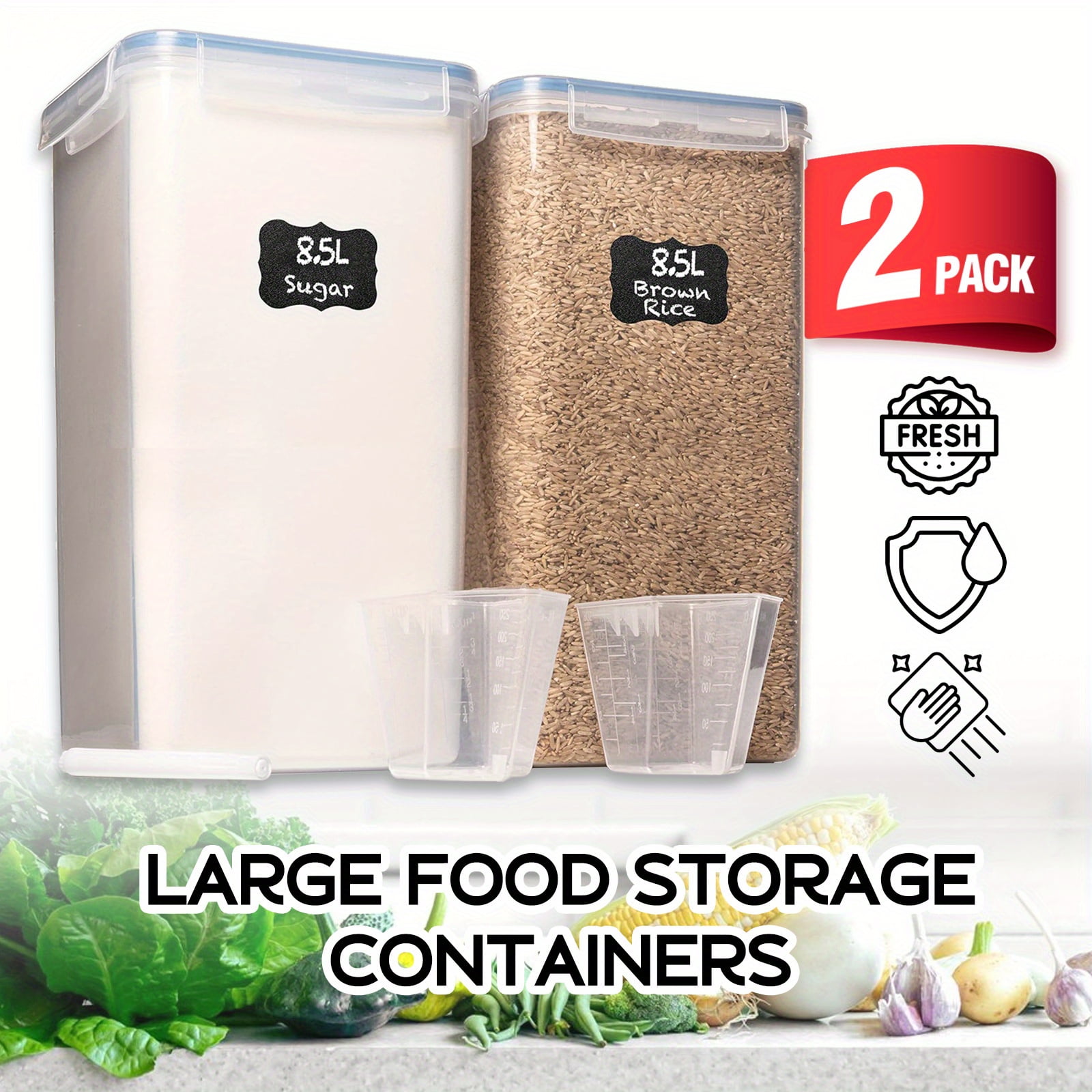 2-Pack Large Capacity Airtight Food Storage Containers with Leak-Proof ...