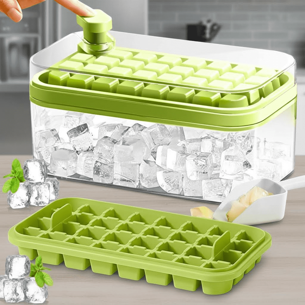 2-Pack Large Capacity Ice Cube Trays with Lids and Storage Bin, 64-Cube ...