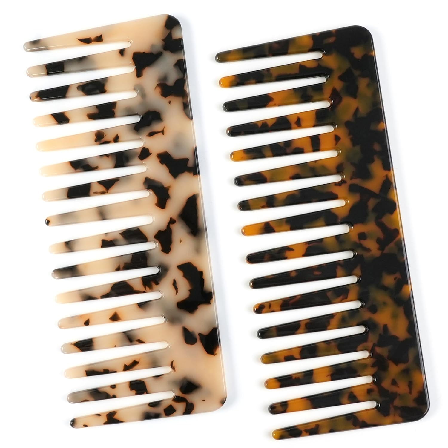 2 Pack Large Cellulose Acetate Hair Detangling Comb, 5.9 Inch Wide Tooth Comb for Wet and Dry ...
