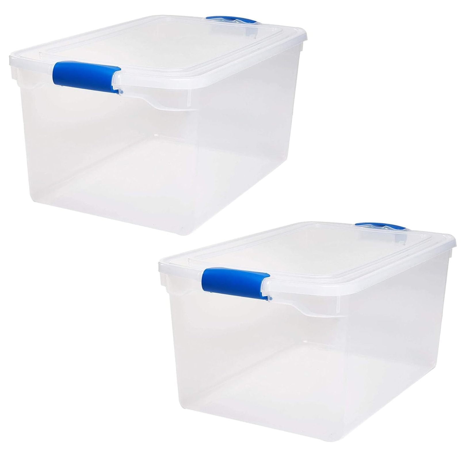 2 Pack Large Clear Plastic Storage Bins with Latching Lids, 66 Quart, Blue - Walmart.com