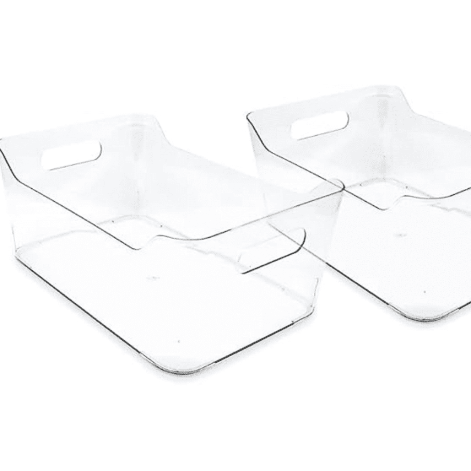 2-Pack Large Clear Storage Bins (13.5” x 10” x 6”) w/ Handles, Plastic ...