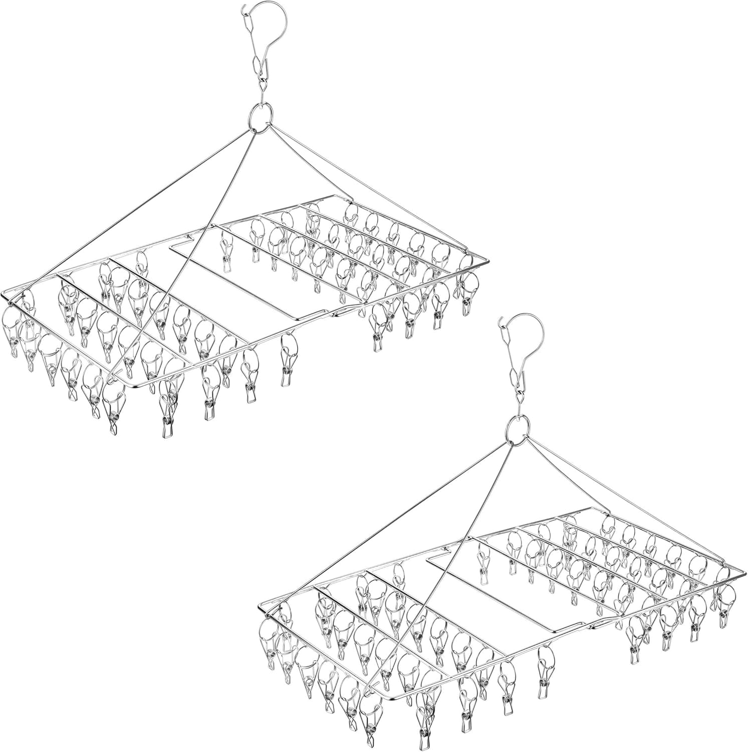 2 Pack Large Collapsible Clothes Drying Hanger, Stainless Steel Metal ...