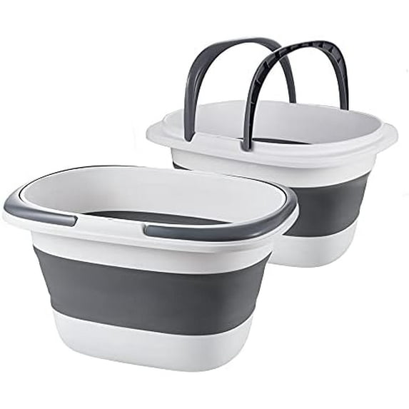 2 Pack Large Collapsible Mop Bucket 4.2 Gallon(16L) with Handle for ...