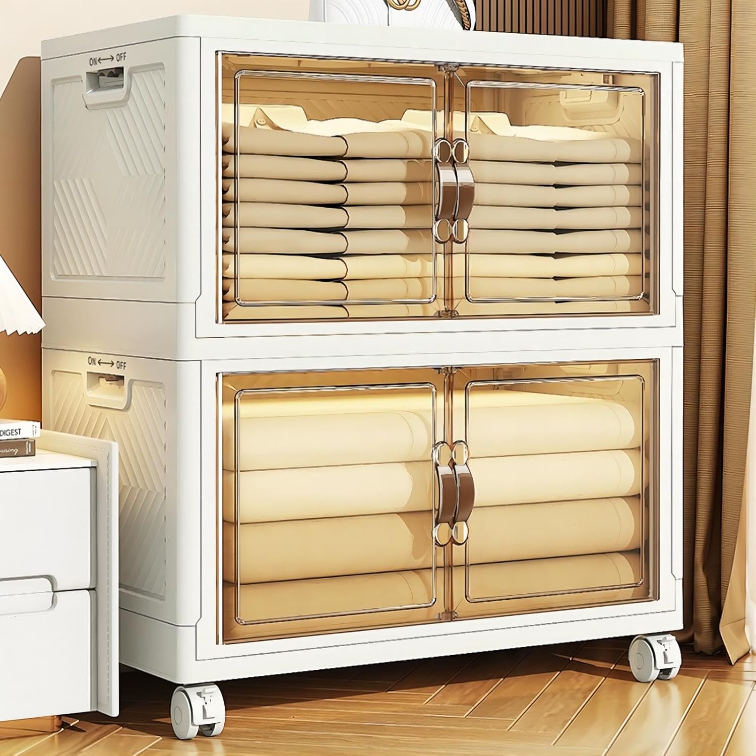 2 Pack Large Collapsible Storage Bins With Lids & Wheels, 11.5 Gal ...