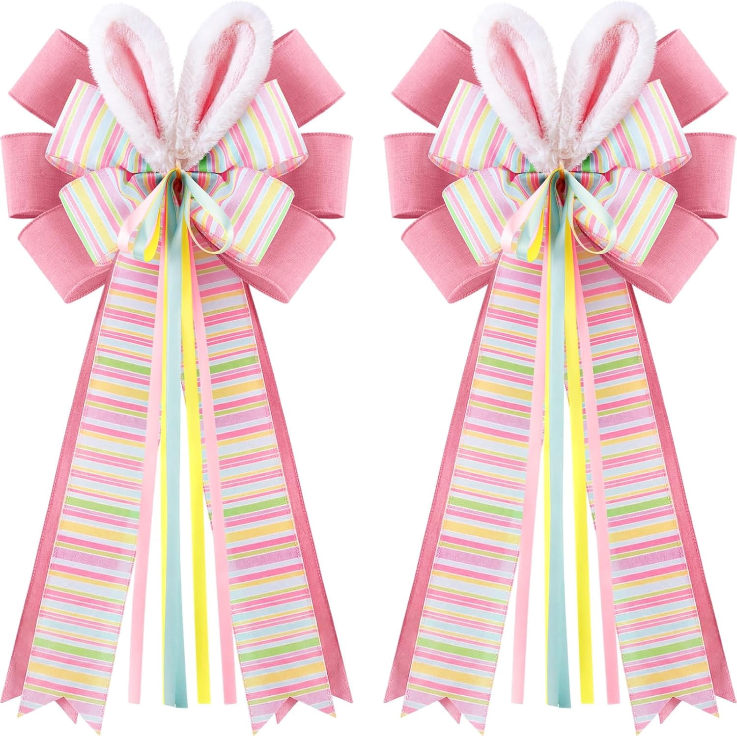 2 Pack Large Decorative Bows for Wreath & Front Door, Pink Pastel ...