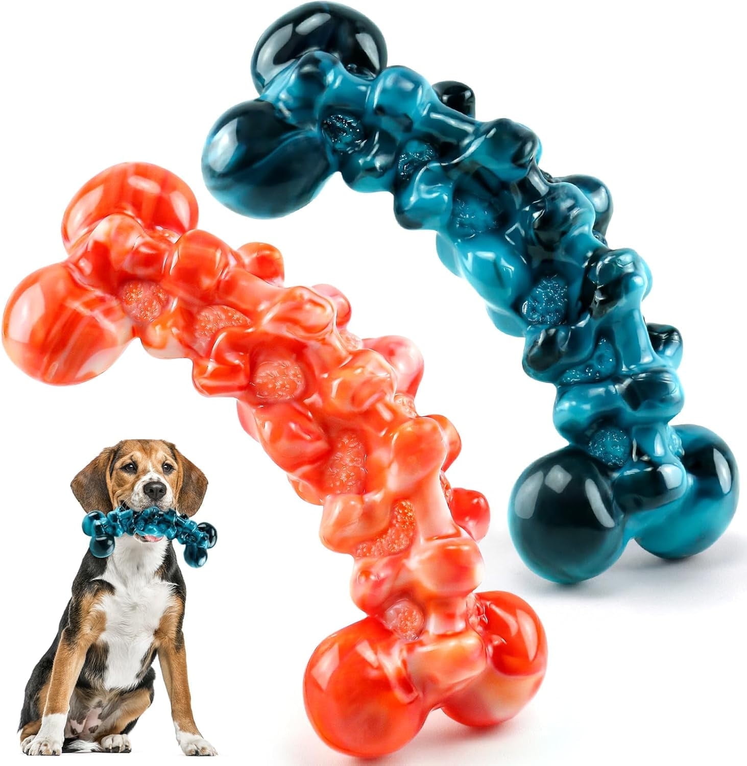 2 Pack Large Dog Chew Toys for Aggressive Chewers - Tough Dog Toys to ...