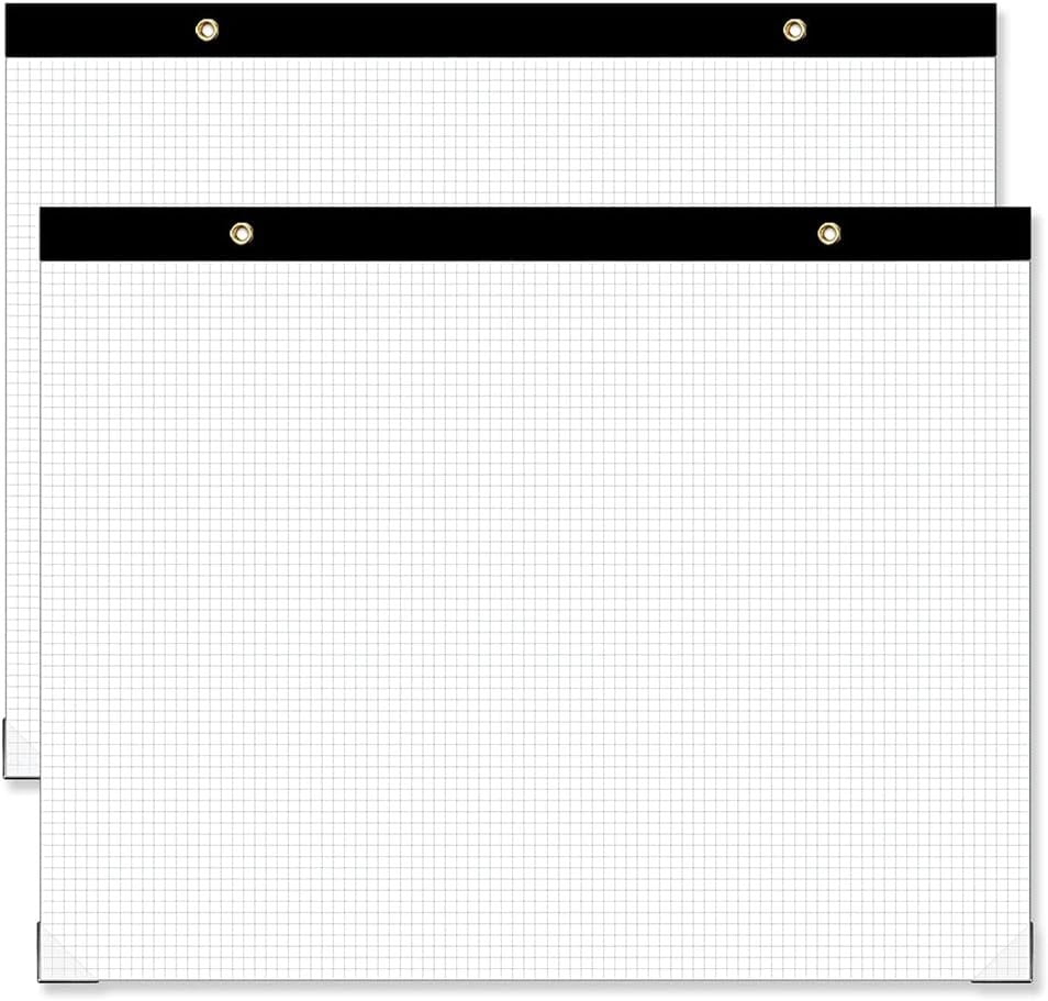 (2 Pack)Large Engineering Graph Paper Pad, 100 Sheets/200 Pages, 22
