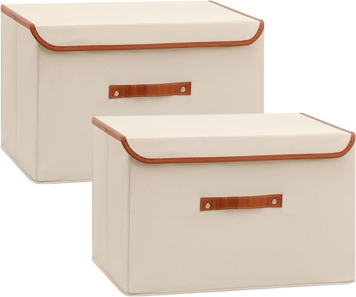 2-Pack Large Fabric Storage Bins with Lids, Foldable Storage Boxes with ...