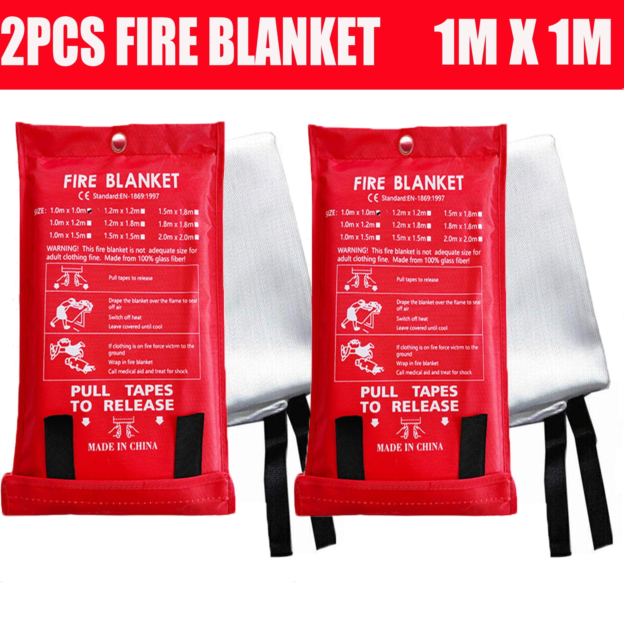 XEENSO 2 Pack Large Fire Blanket, Fireproof Emergency Blanket for Home ...