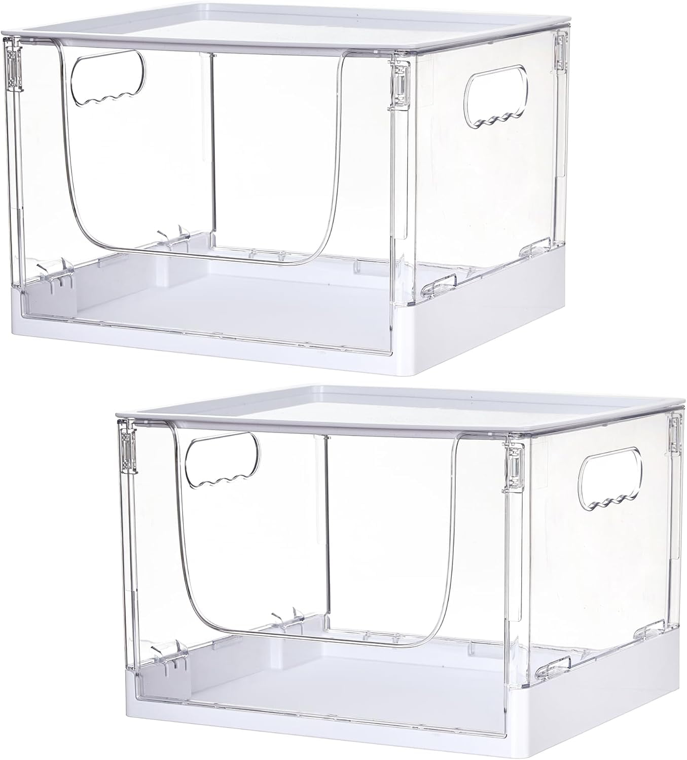 2 Pack Large Foldable Open Front Storage Bins with Lids for Potato and ...