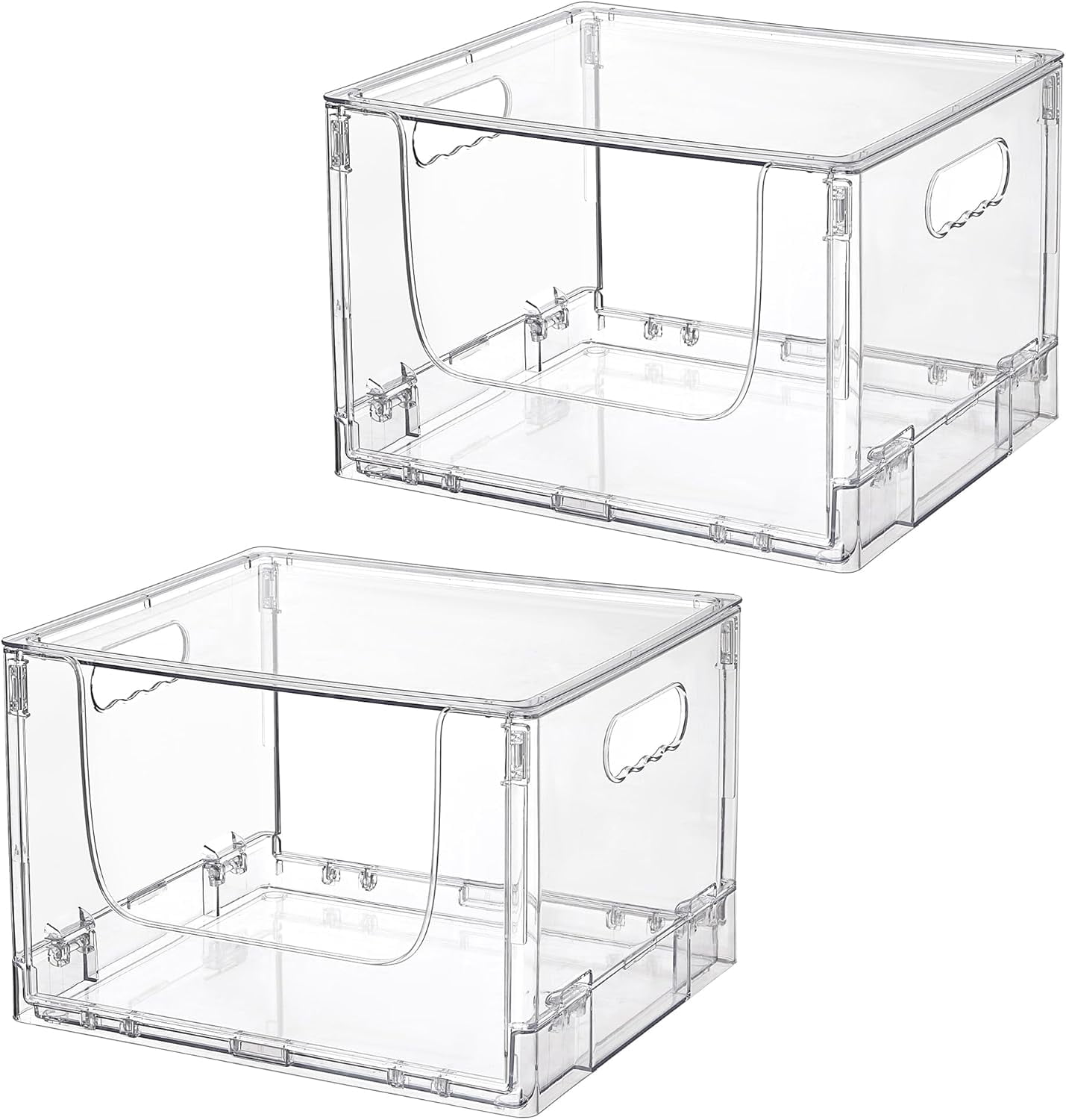 2 Pack Large Foldable Open Front Storage Bins with Lids for Potato and ...