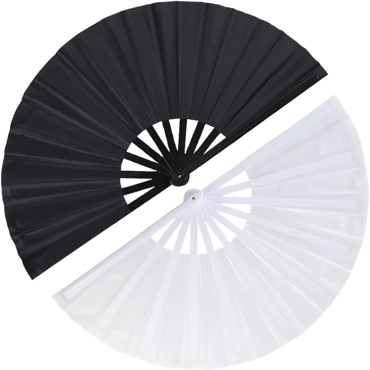 2 Pack Large Folding Hand Fan for Men/Women, Vintage Retro Fabric Fans ...