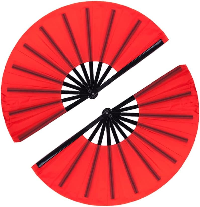 2 Pack Large Folding Hand Fan, Nylon-Cloth Vintage Retro Fabric Fans ...