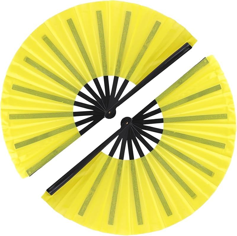 2 Pack Large Folding Hand Fan, Nylon-Cloth Vintage Retro Fabric Fans ...