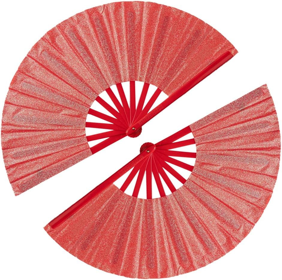 2 Pack Large Folding Hand Fans Clack Handheld Fan for Party, Glitter ...