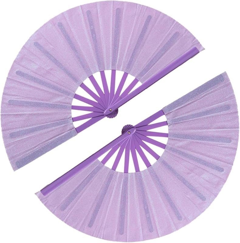 2 Pack Large Folding Hand Fans Clack Handheld Fan for Party, Glitter ...