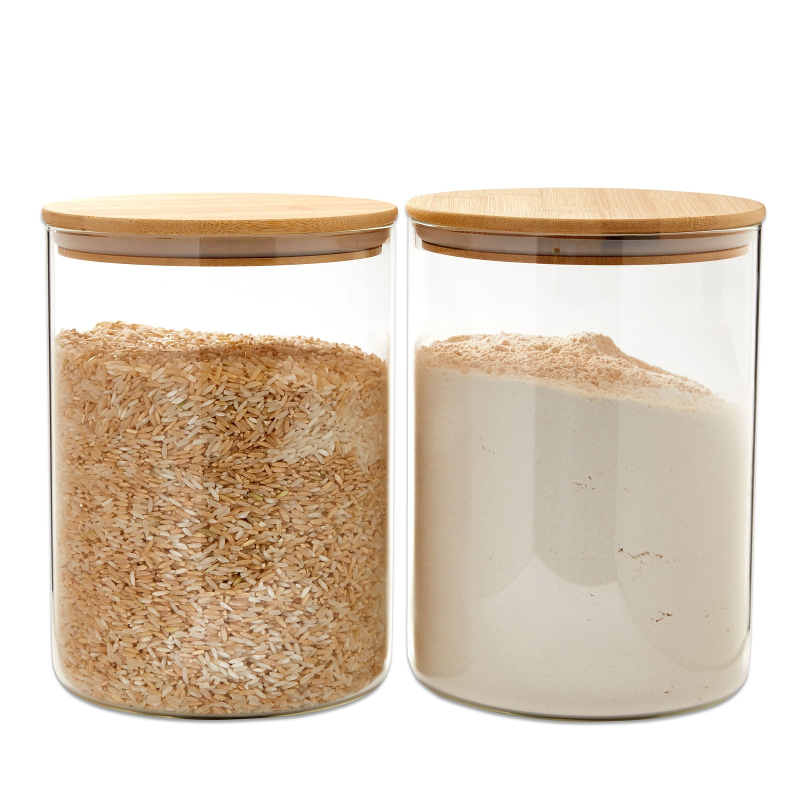 2-Pack Large Glass Storage Containers with Bamboo Lids, Pantry ...