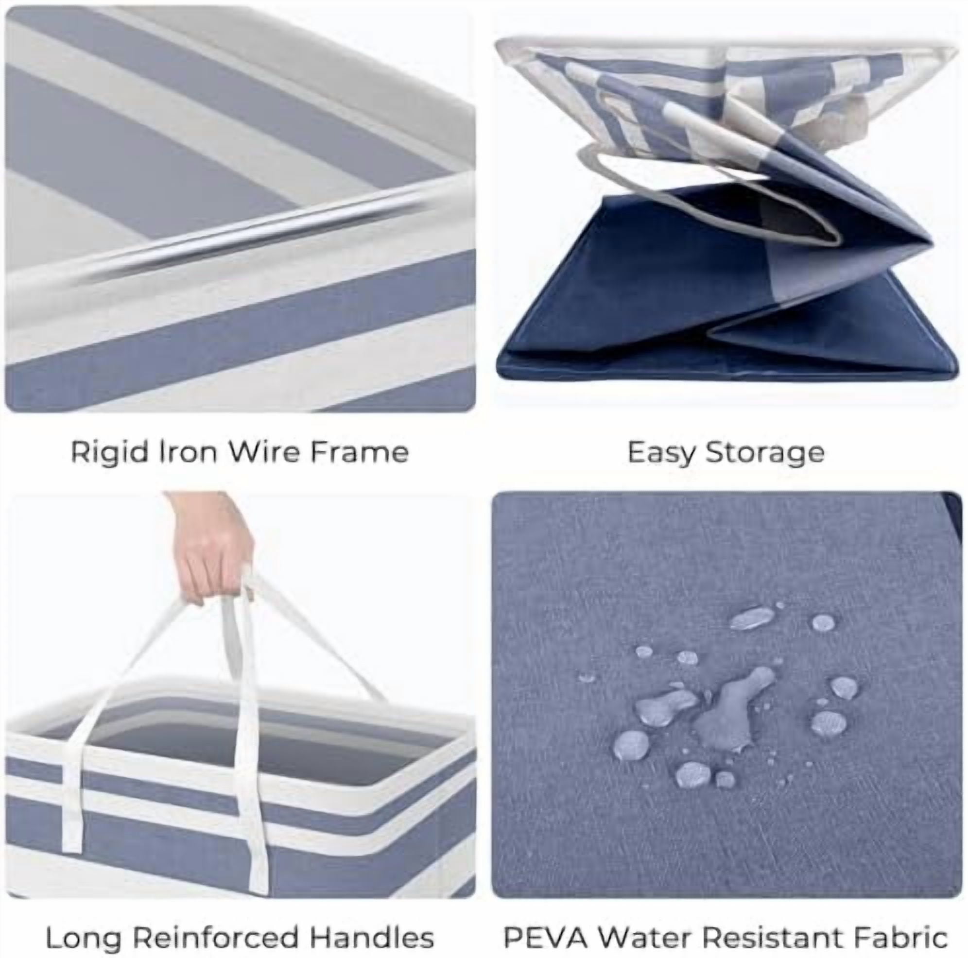 2 Pack Large Laundry Baskets, Waterproof, Freestanding Laundry Hampers ...
