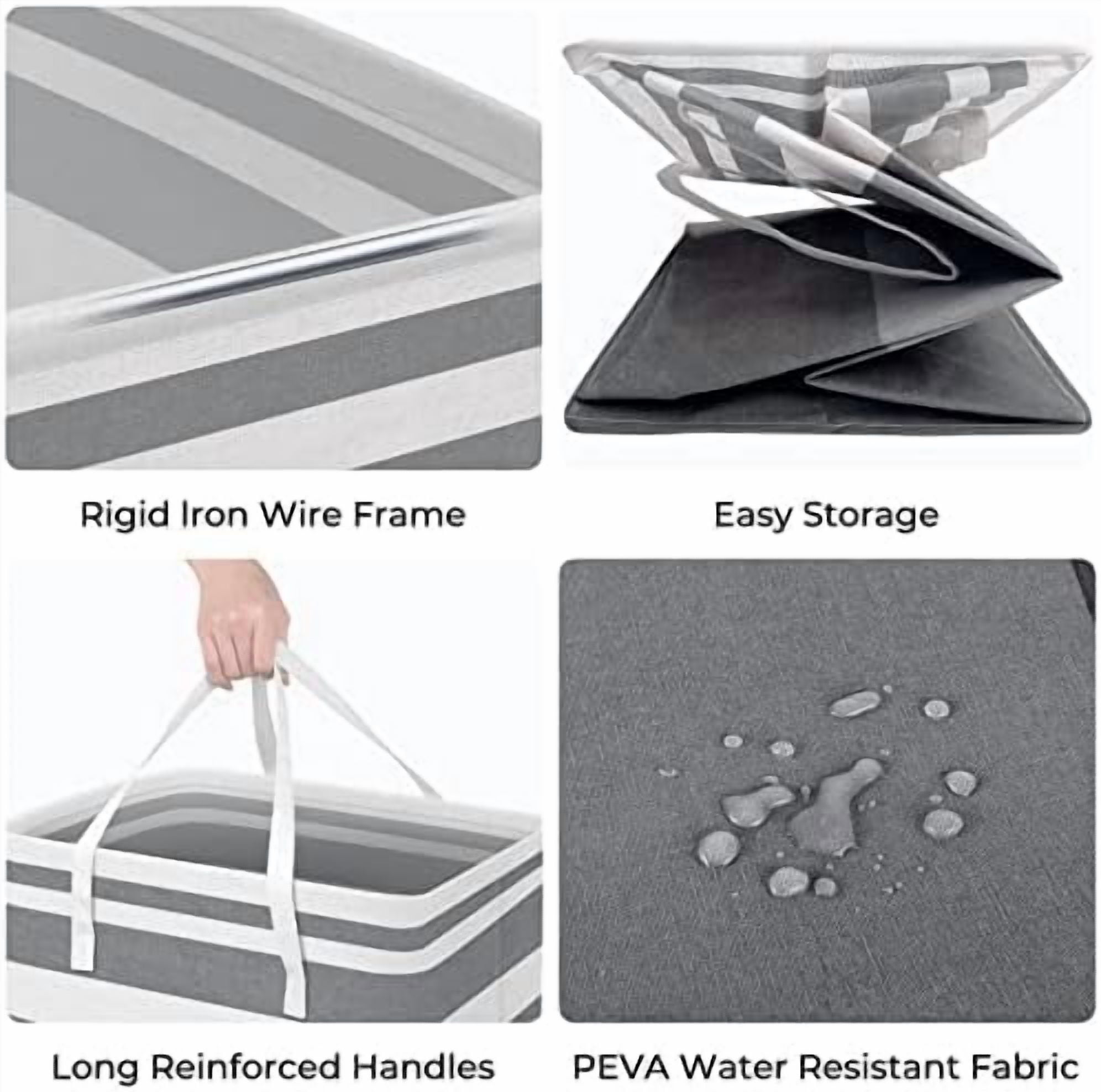 2 Pack Large Laundry Baskets, Waterproof, Freestanding Laundry Hampers ...