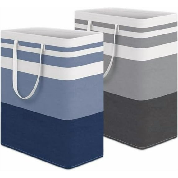 2 Pack Large Laundry Baskets, Waterproof, Freestanding Laundry Hampers ...