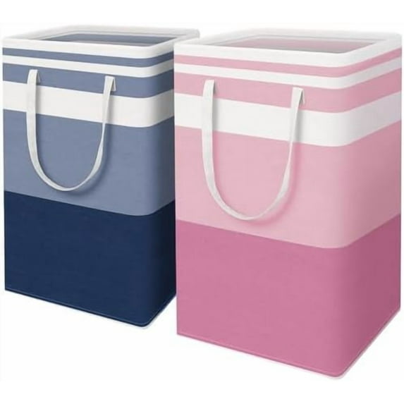 2 Pack Large Laundry Baskets, Waterproof, Freestanding Laundry Hampers ...