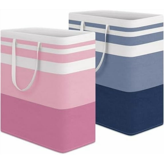 2 Pack Large Laundry Baskets, Waterproof, Freestanding Laundry Hampers ...