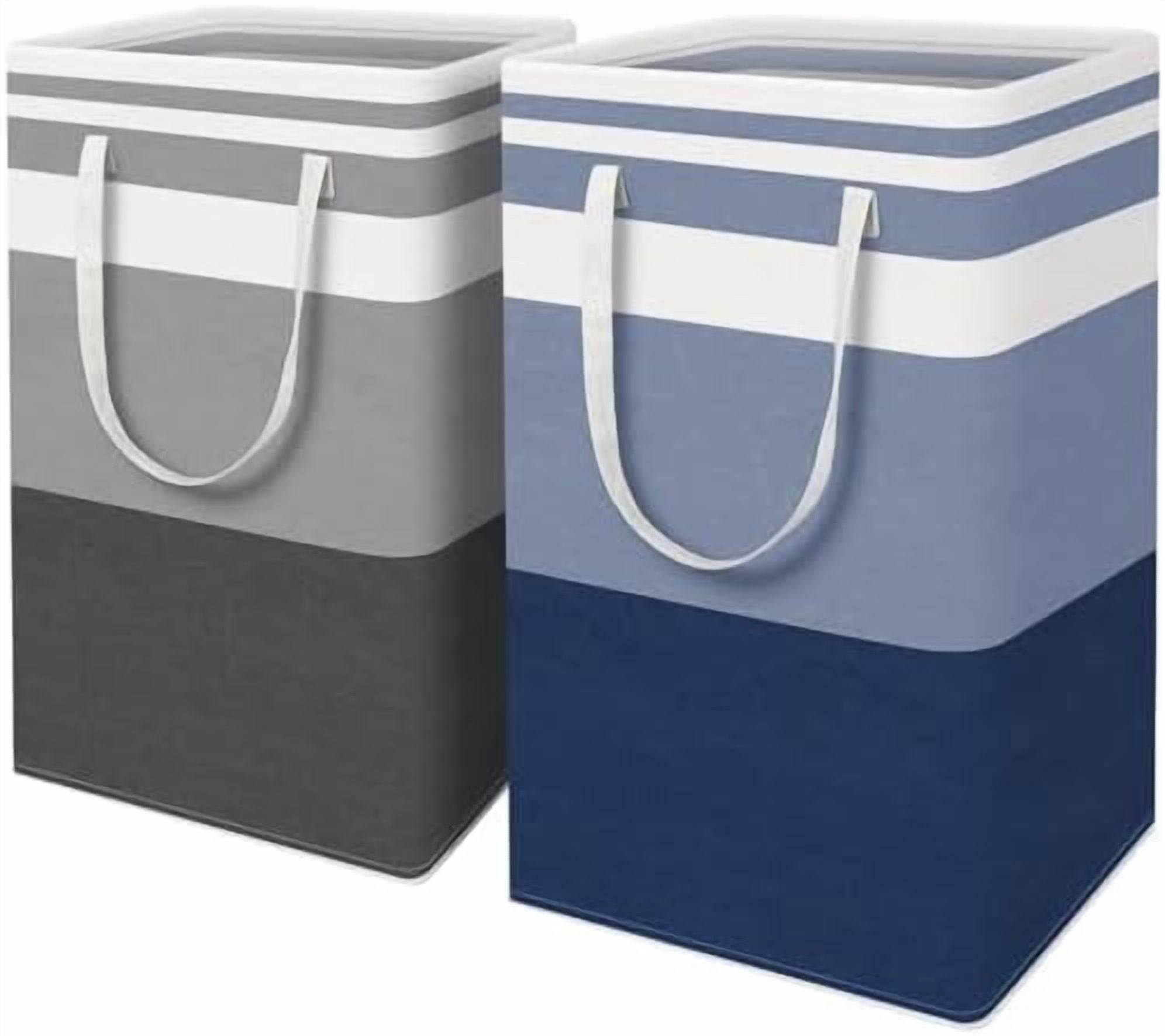2 Pack Large Laundry Baskets, Waterproof, Freestanding Laundry Hampers ...
