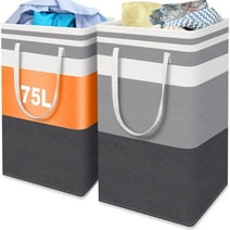 Your Zone Flexible Square Plastic Laundry Hamper, 3 Pack, Soft Silver ...