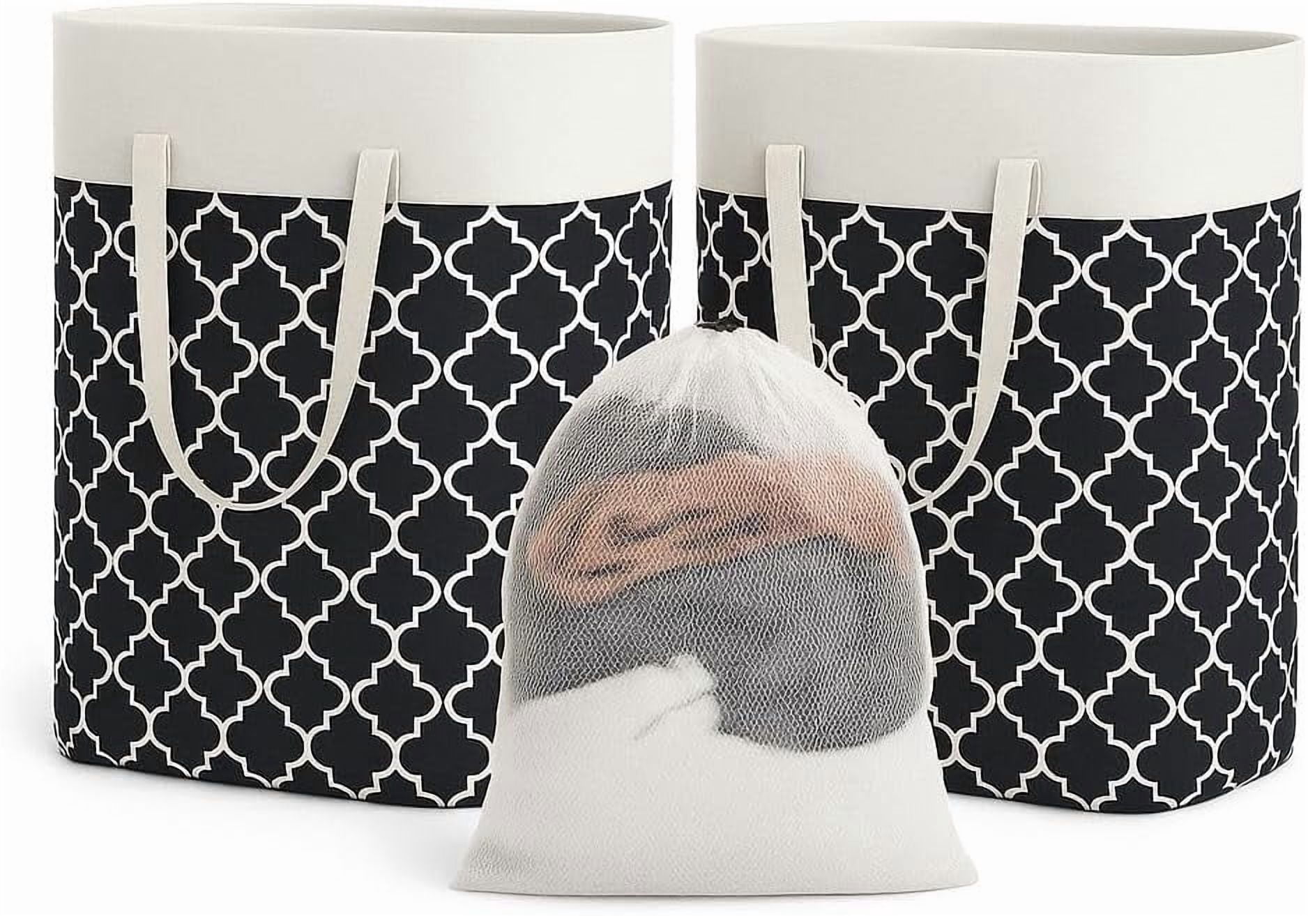 2 Pack Large Laundry Hampers (75L Each) with XL Mesh Bag – Collapsible ...