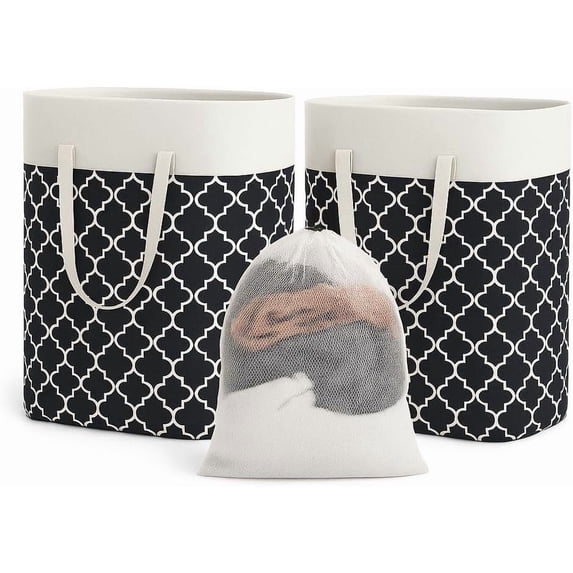 2 Pack Large Laundry Hampers (75L Each) with XL Mesh Bag – Collapsible ...