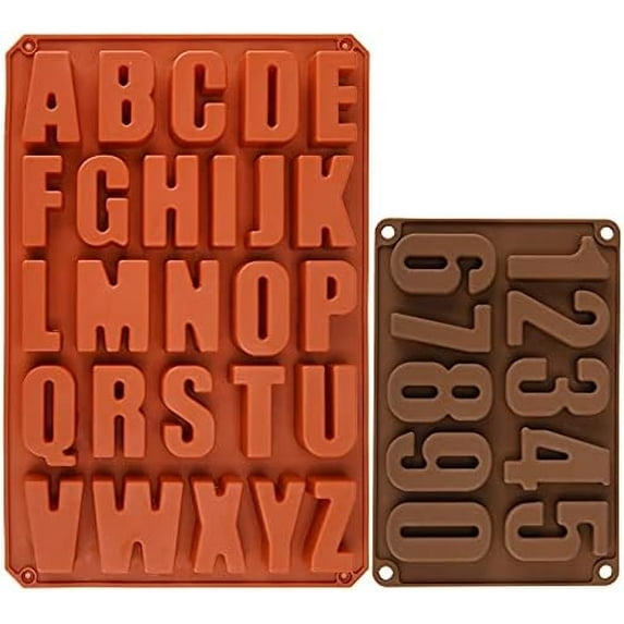 2 Pack Large Letter Silicone Mold Big Number Alphabet Crayon Chocolate ...